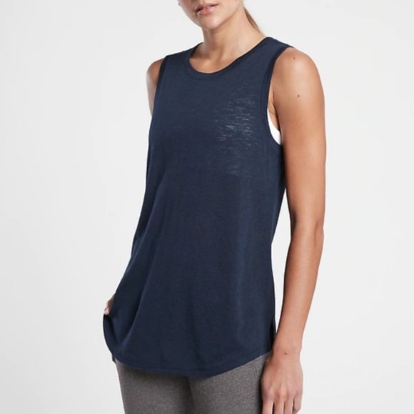 Athleta | Tops | Athleta Navy Sleeveless Breezy Top Tank | Poshmark